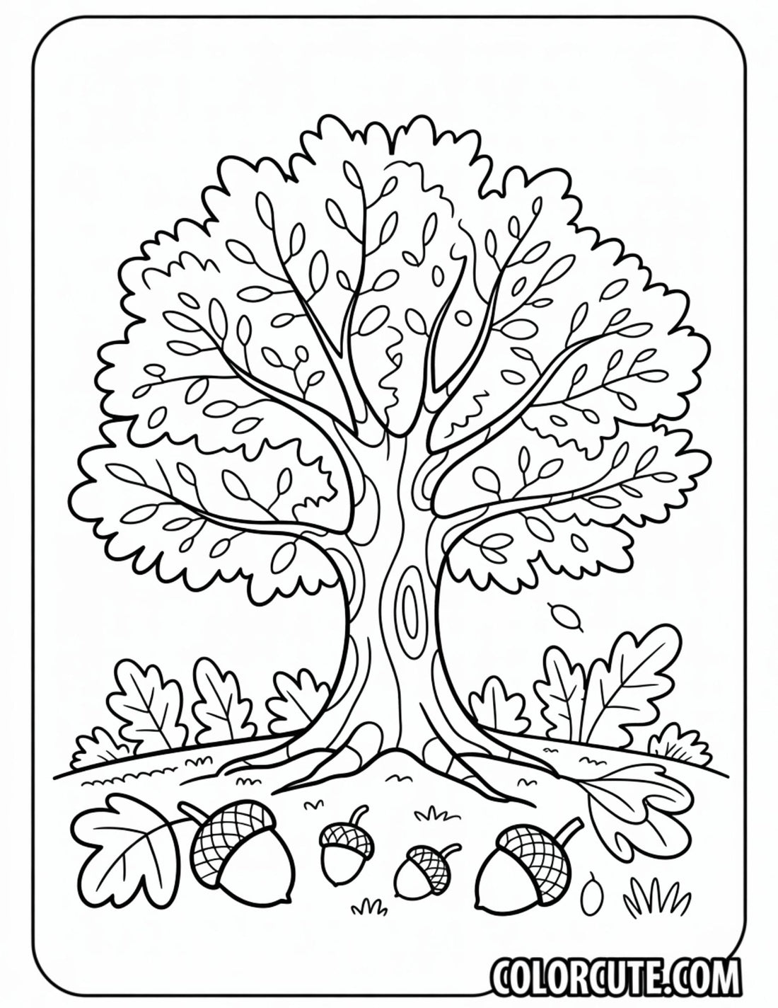 Oak Tree Coloring Pages - Free PDF Printables – Color Cute - Free ...