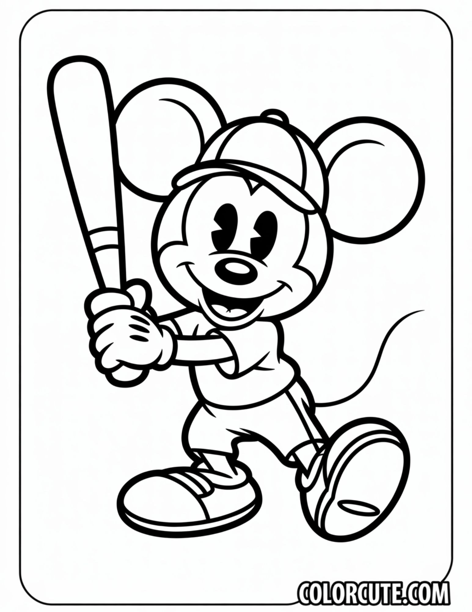 Baseball Mickey Coloring Pages | Free PDF Printables – Color Cute ...