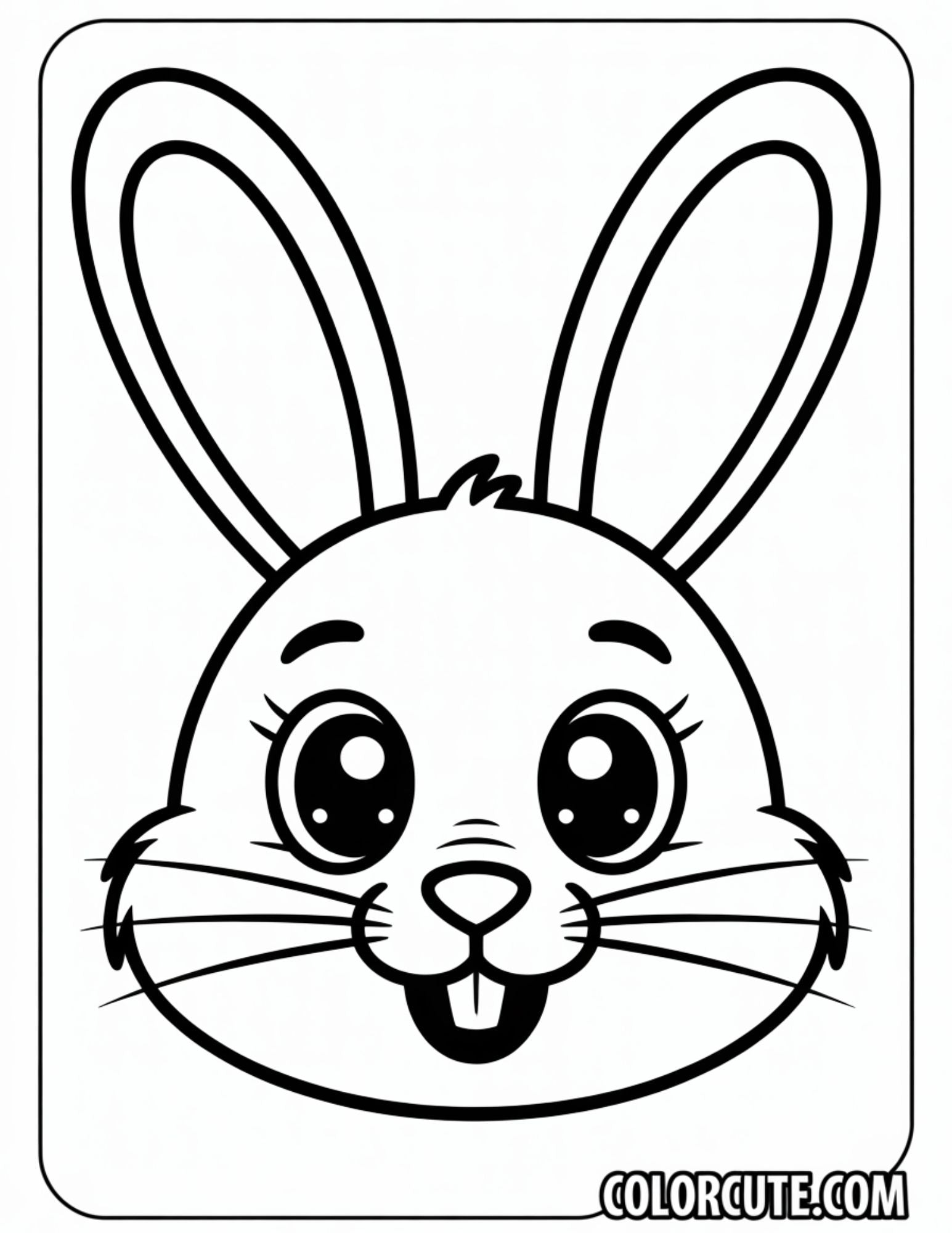 Bunny Face Coloring Page – Free PDF Printables – Color Cute - Free ...