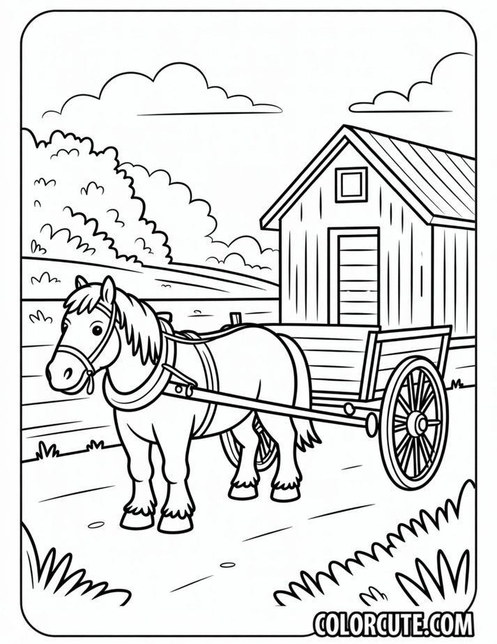 Farm Horse Coloring Pages | Free PDF Printables – Color Cute - Free ...