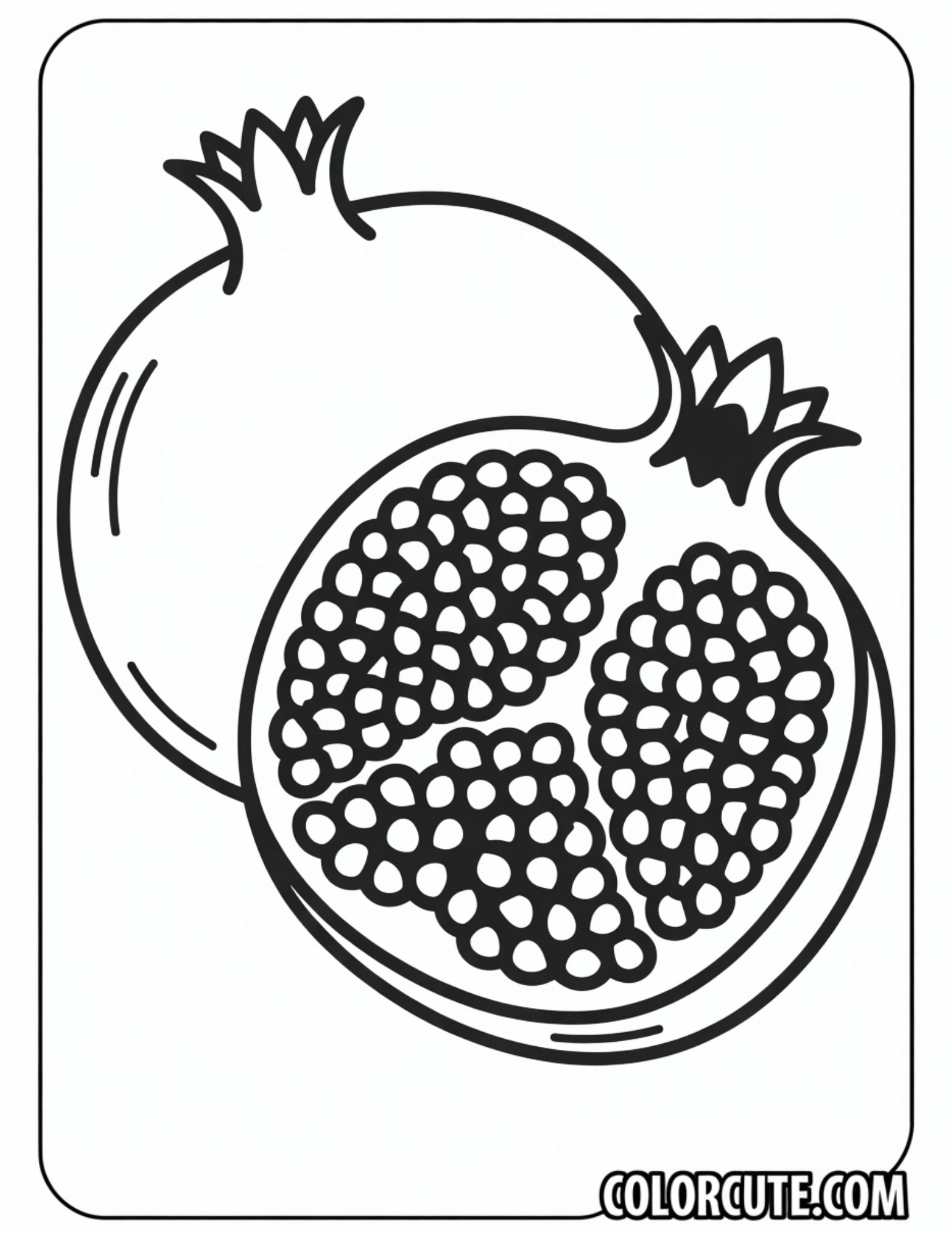 Pomegranate Coloring Page | Free PDF Printables – Color Cute - Free ...