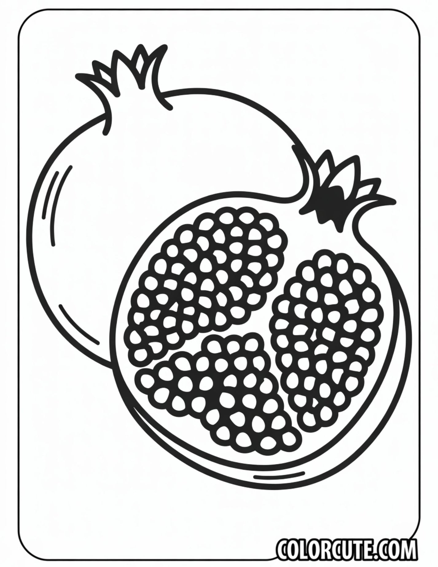 Pomegranate Coloring Page | Free PDF Printables – Color Cute - Free ...