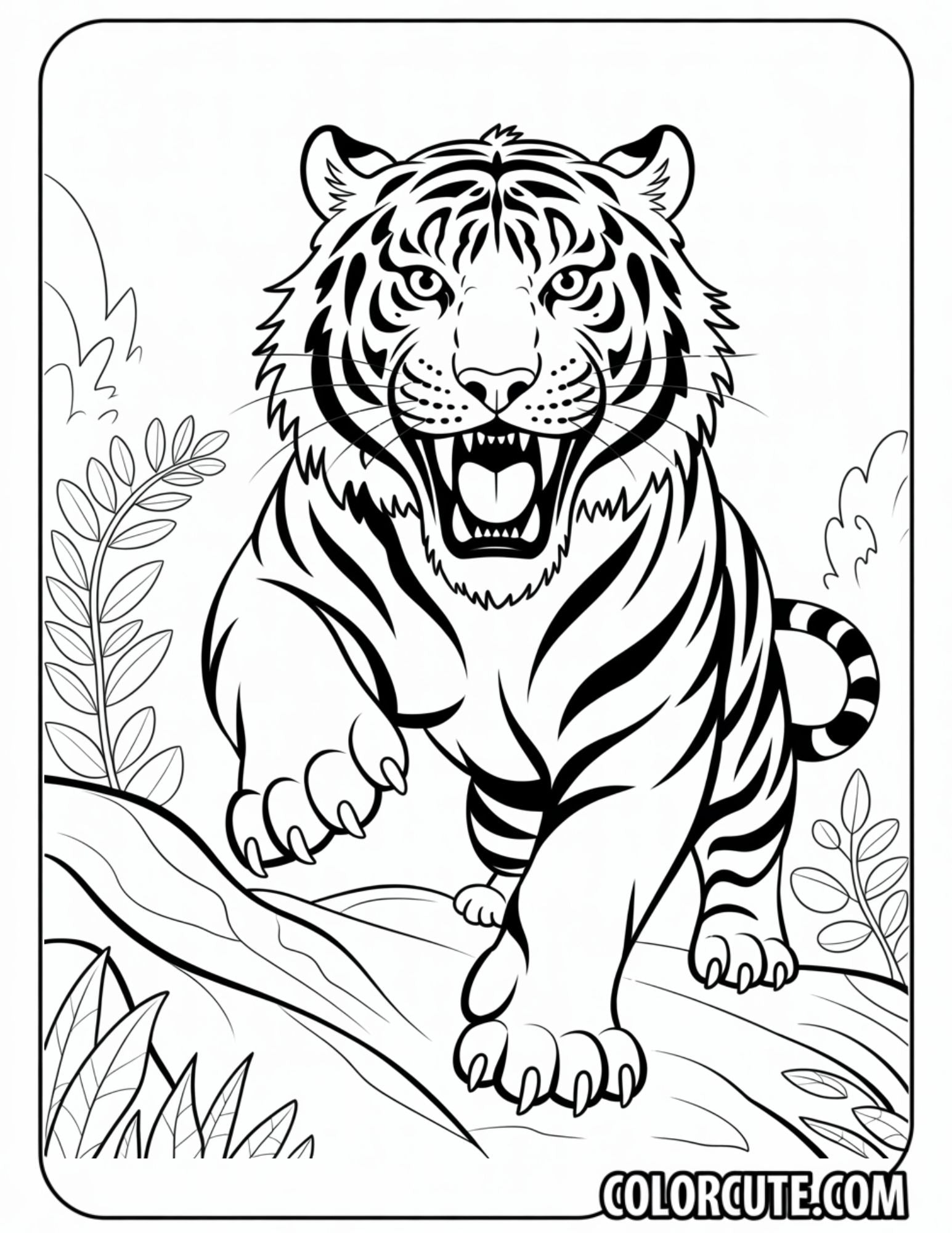 Saber Tooth Tiger Coloring Pages | Free PDF Printables – Color Cute ...