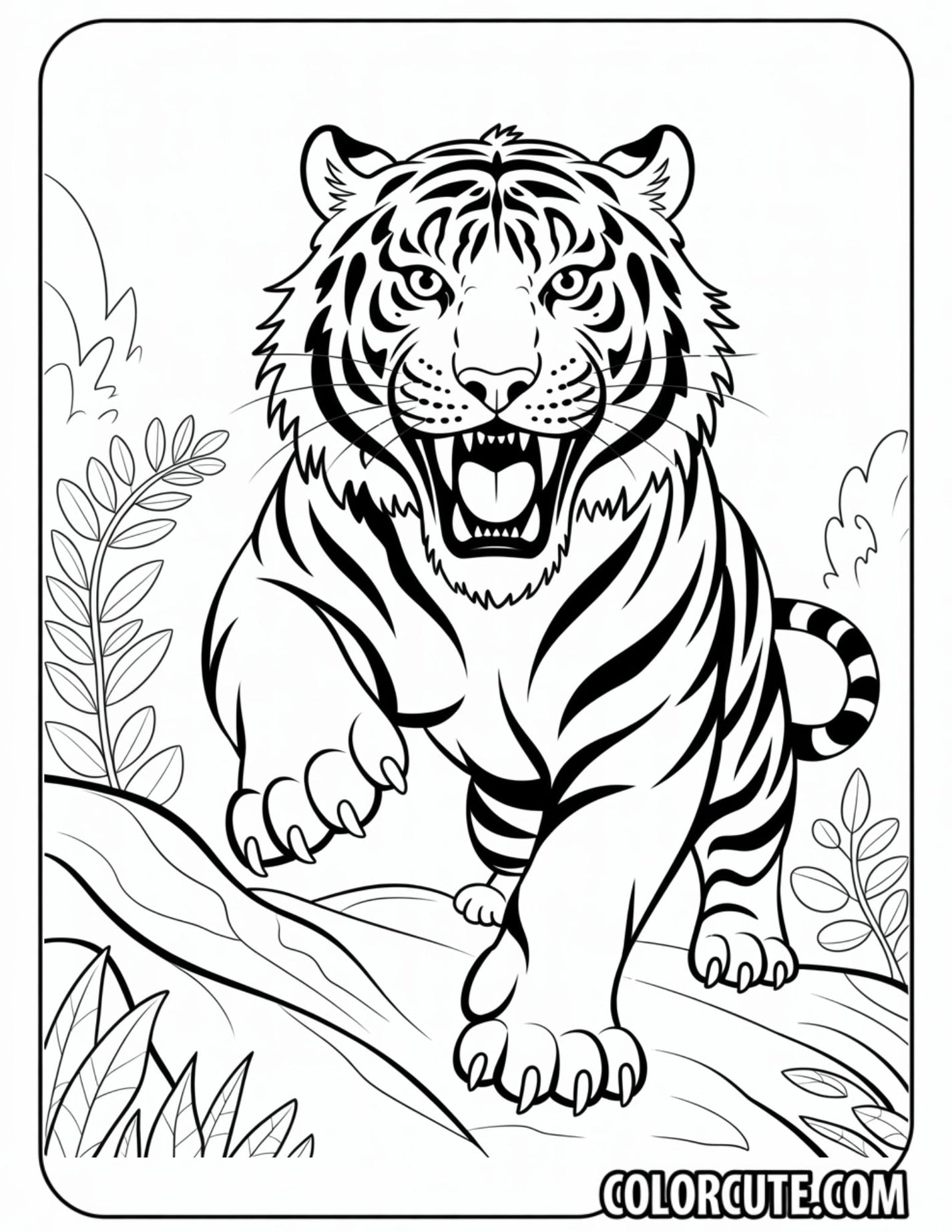 Saber Tooth Tiger Coloring Pages | Free PDF Printables – Color Cute ...