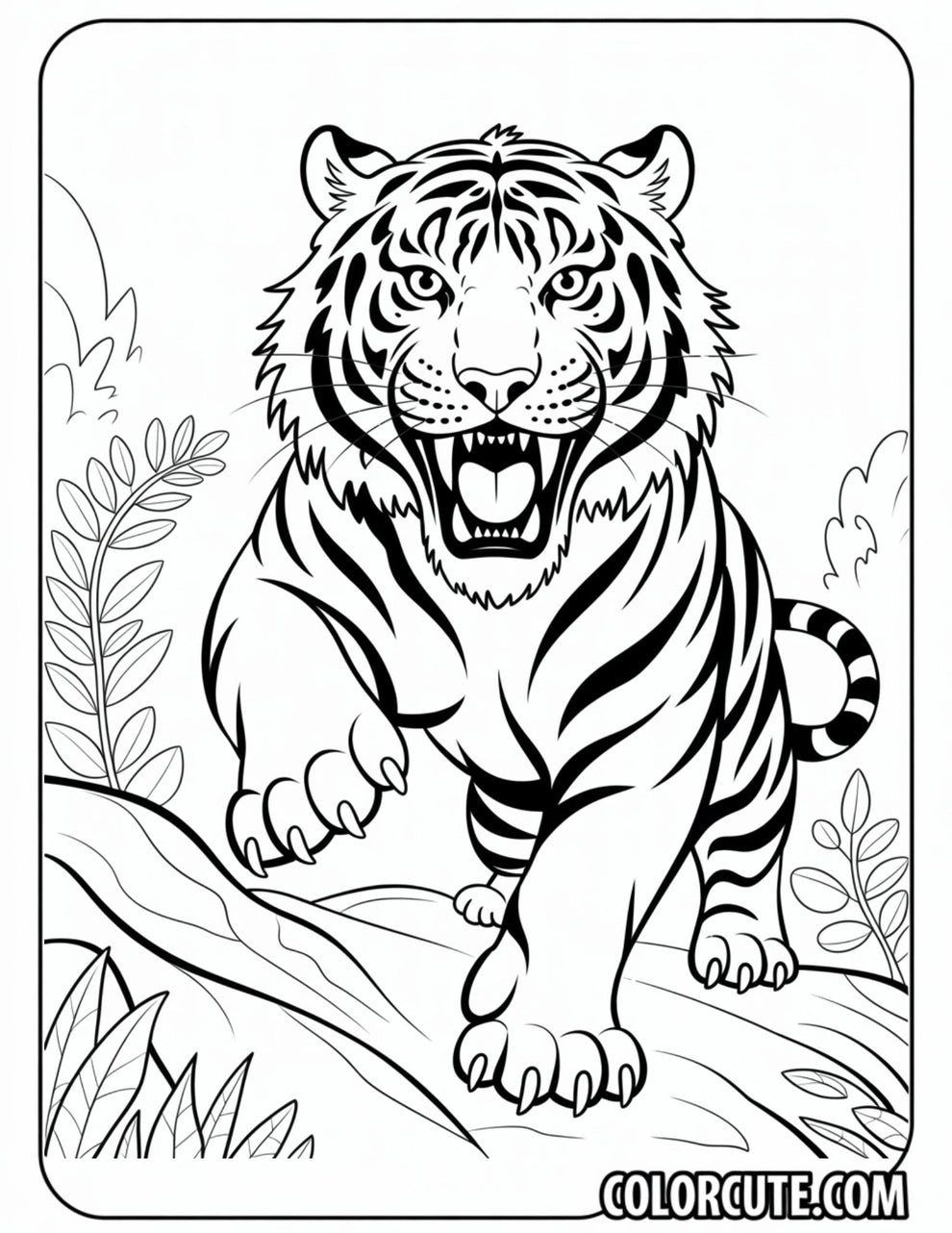 Saber Tooth Tiger Coloring Pages | Free PDF Printables – Color Cute ...