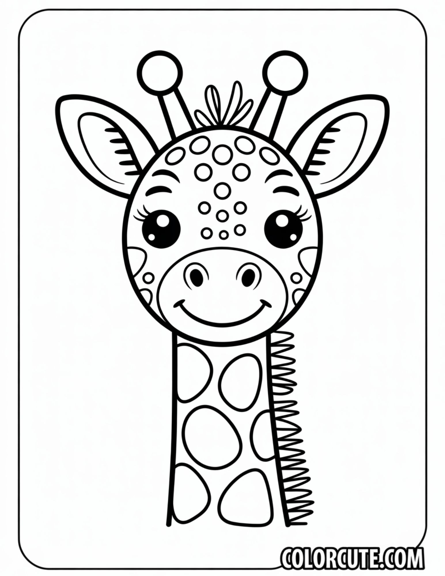 Giraffe Face Coloring Pages | Free PDF Printables – Color Cute - Free ...
