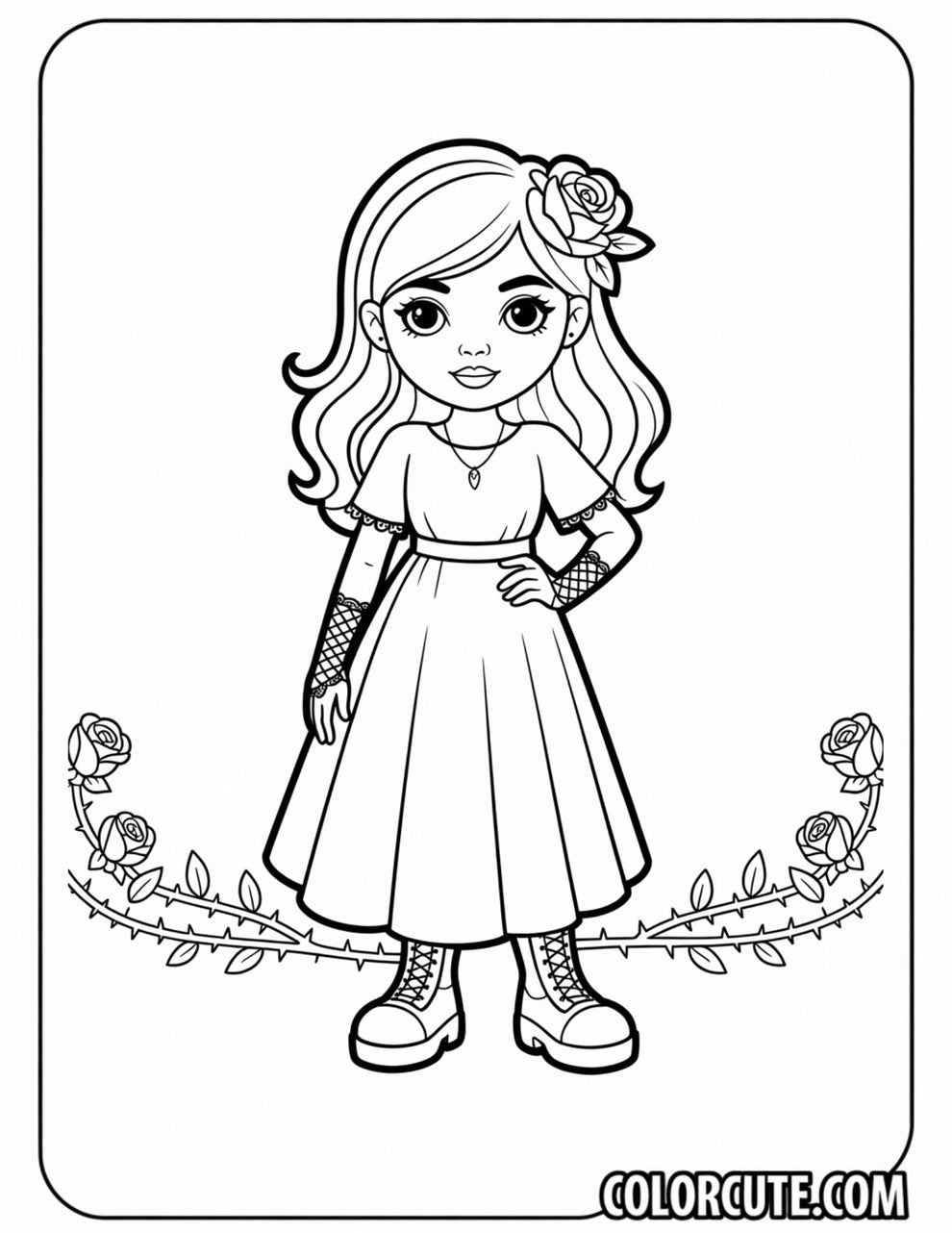 Preppy Fashion Girl Coloring Pages | Free PDF Printables – Color Cute ...