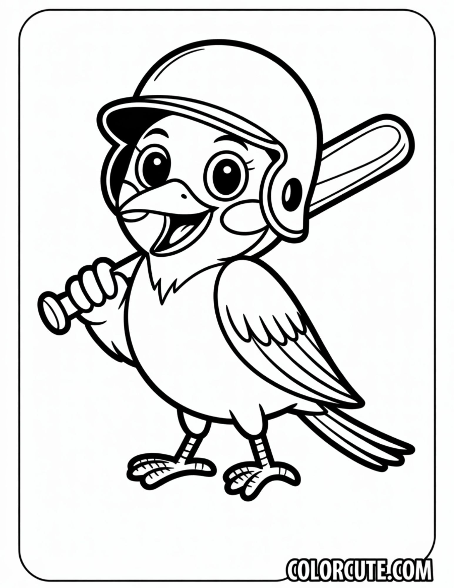 Baseball Bird Coloring Pages | Free PDF Printables – Color Cute - Free ...
