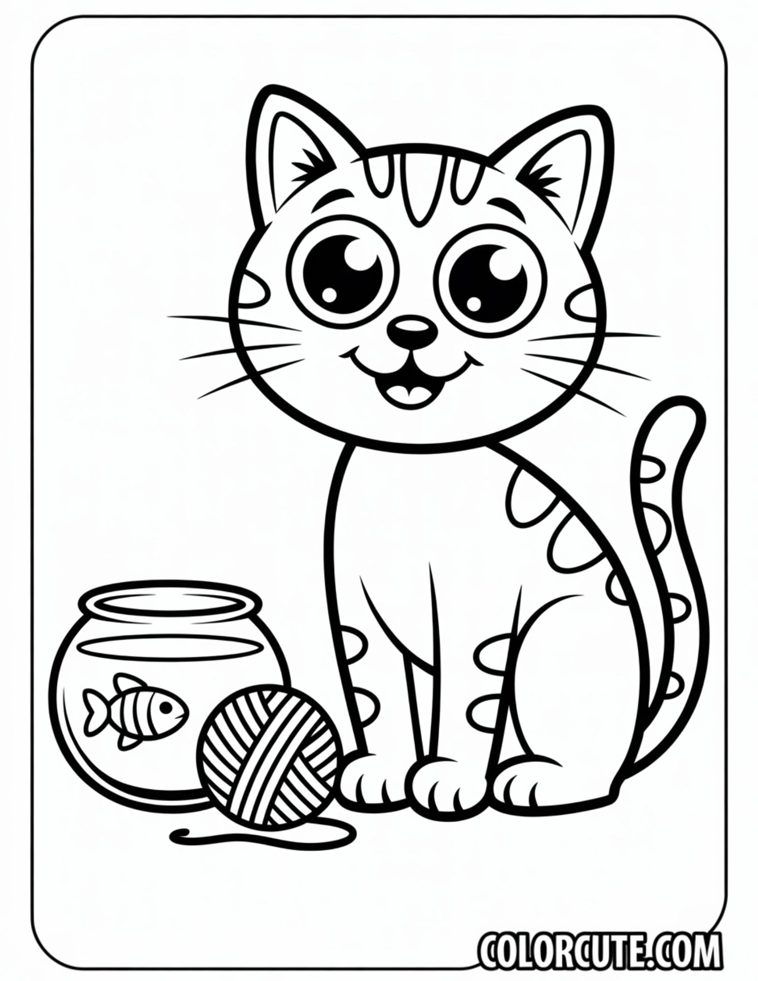 Cat Preschool Coloring Page | Free PDF Printables – Color Cute - Free ...