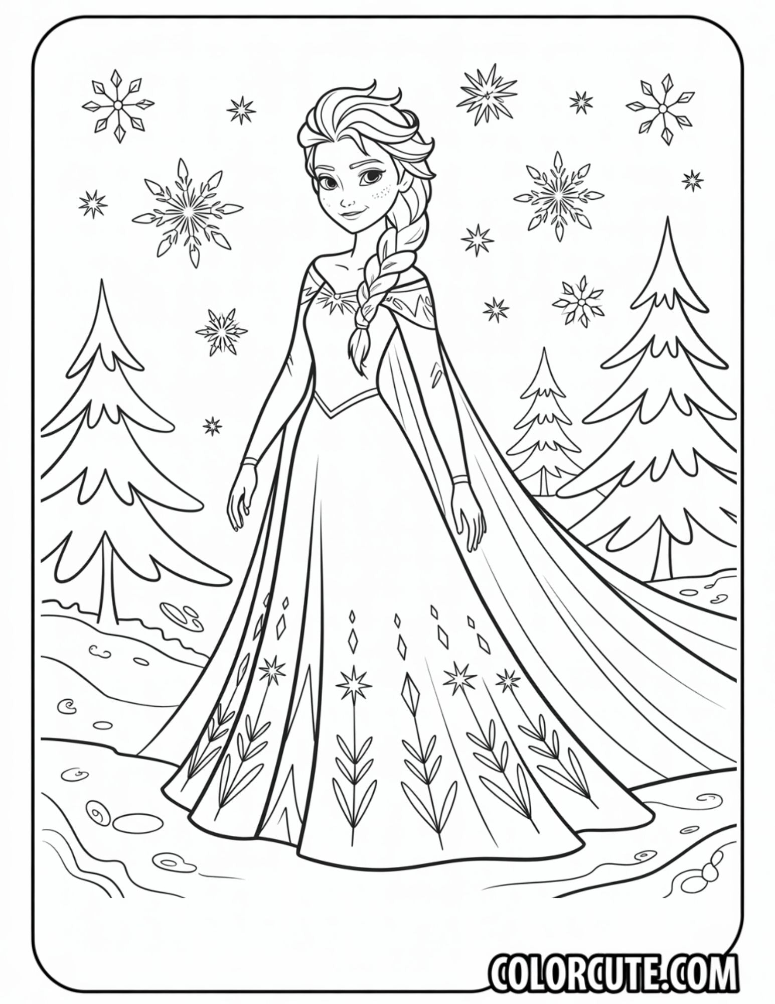 Christmas Elsa Tree Coloring Pages | Free PDF Printables – Color Cute ...