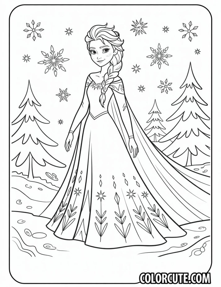 Christmas Elsa Tree Coloring Pages | Free PDF Printables – Color Cute ...