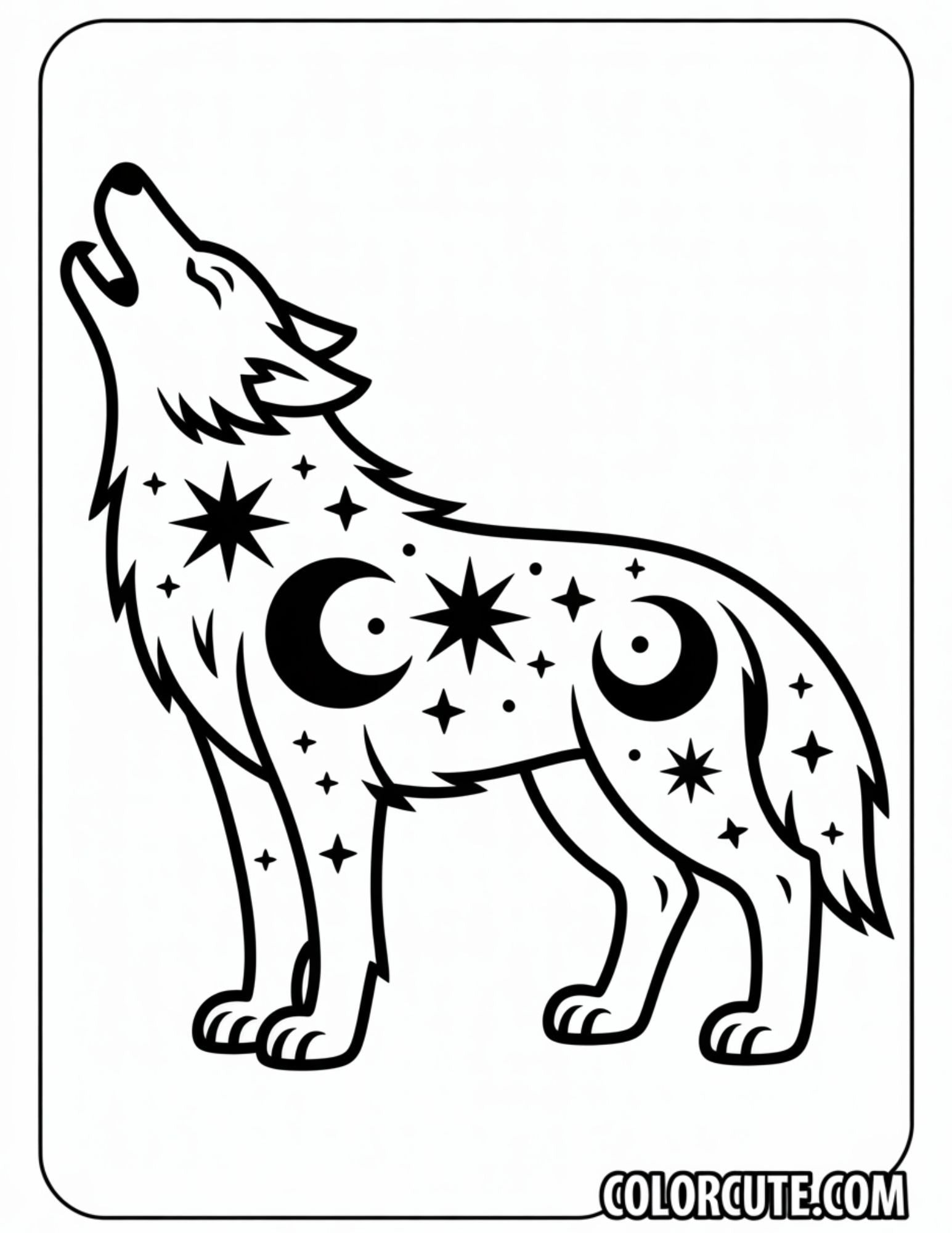 Mystical Wolf Coloring Page | Free PDF Printables – Color Cute - Free ...