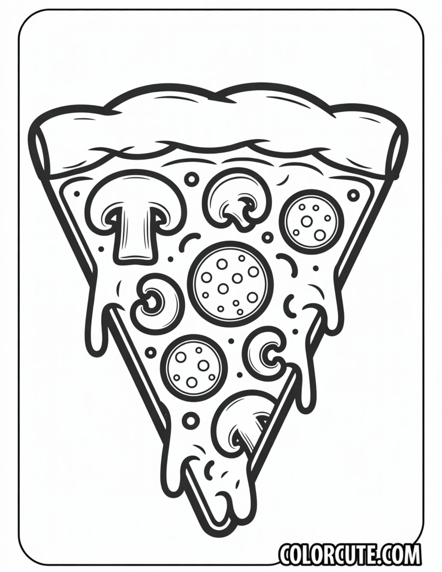 Pizza Coloring Page | Free PDF Printables – Color Cute - Free Coloring ...