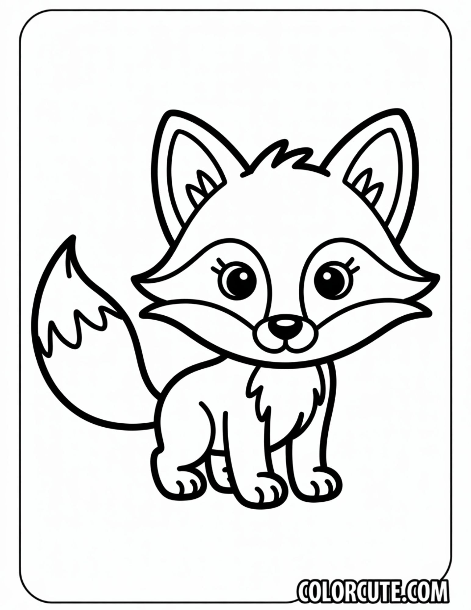 Baby Fox Standing Coloring Pages | Free PDF Printables – Color Cute ...