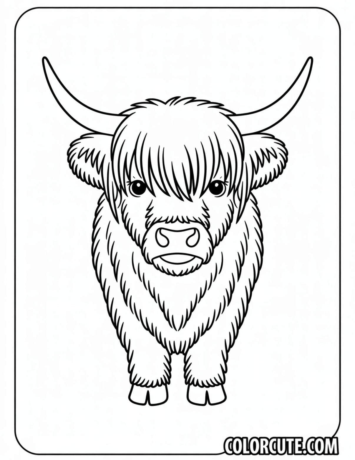 Highland Cow Coloring Pages | Free PDF Printables – Color Cute - Free ...