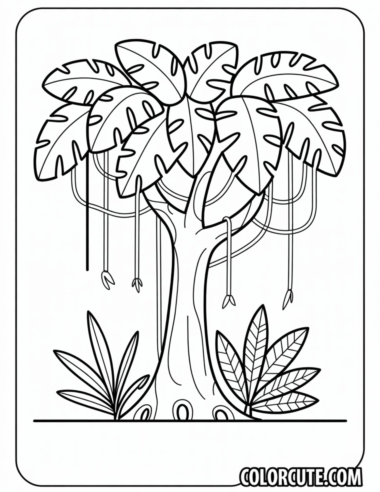 Jungle Tree Coloring Pages - Free PDF Printables – Color Cute - Free ...