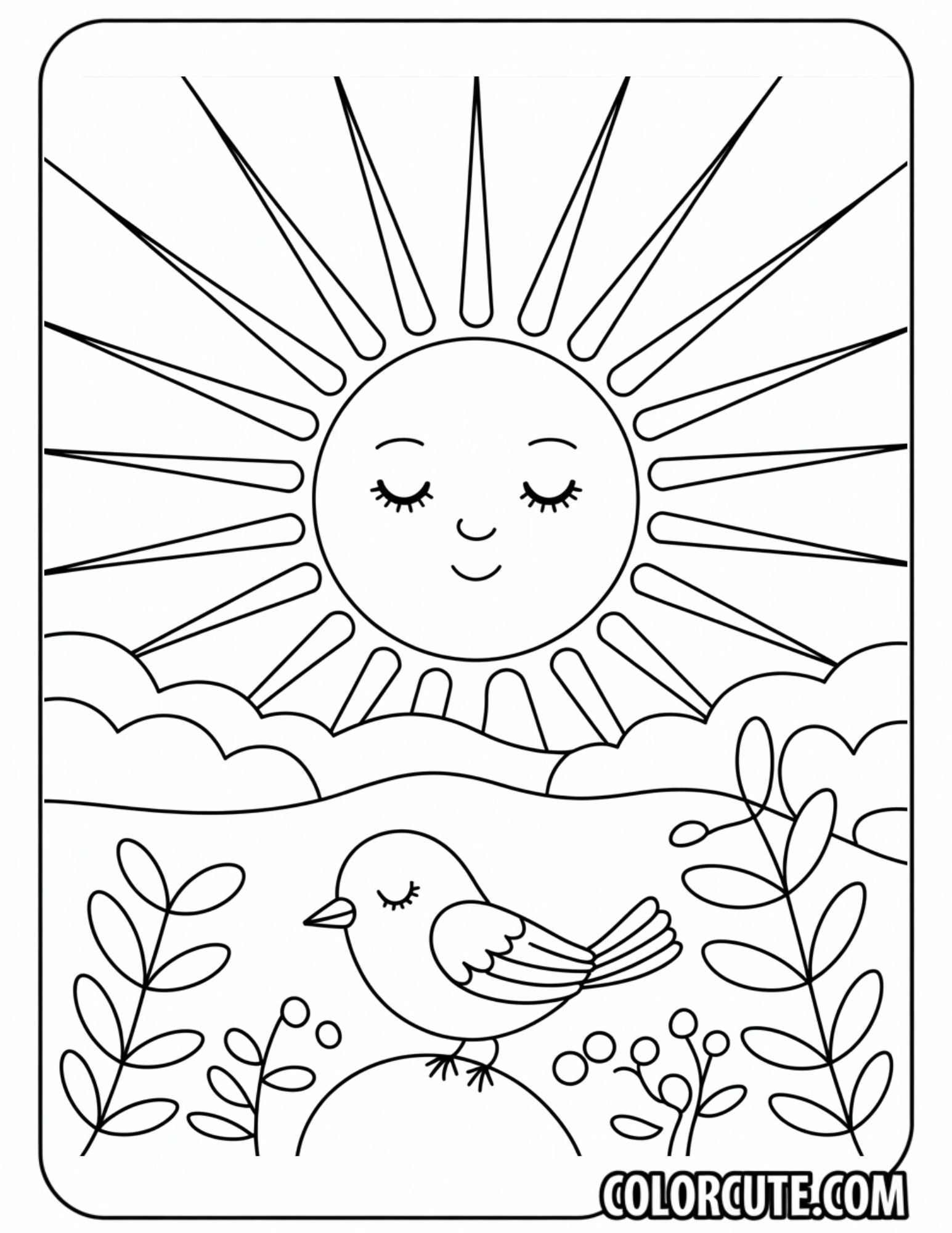 40+ Sun Coloring Pages Free - Summer PDF Downloads – Color Cute - Free ...