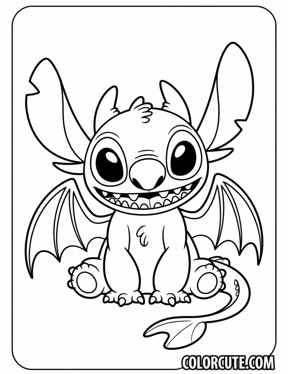 Toothless Stitch Coloring Page | Free PDF Printables – Color Cute ...