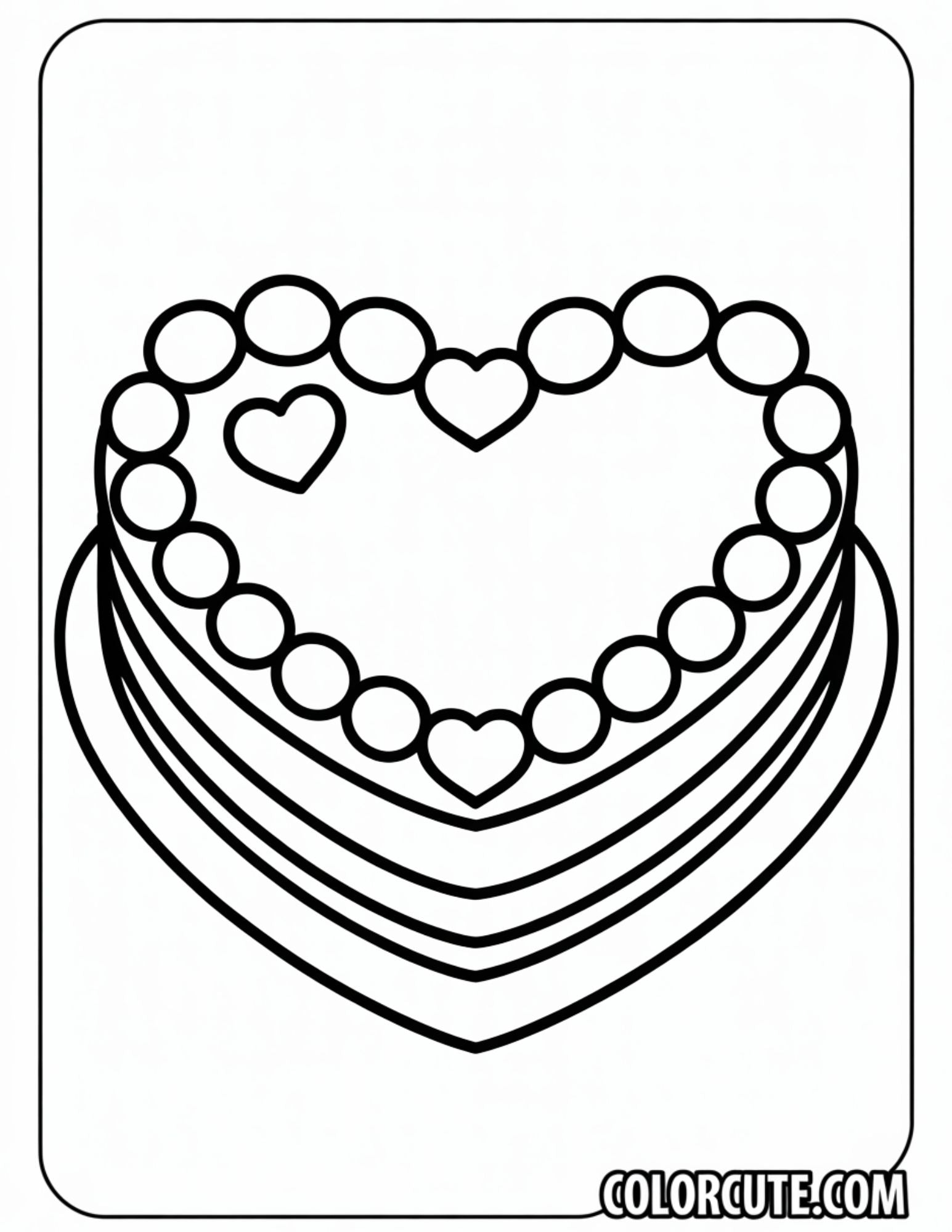 Cake Heart Coloring Pages | Free PDF Printables – Color Cute - Free ...