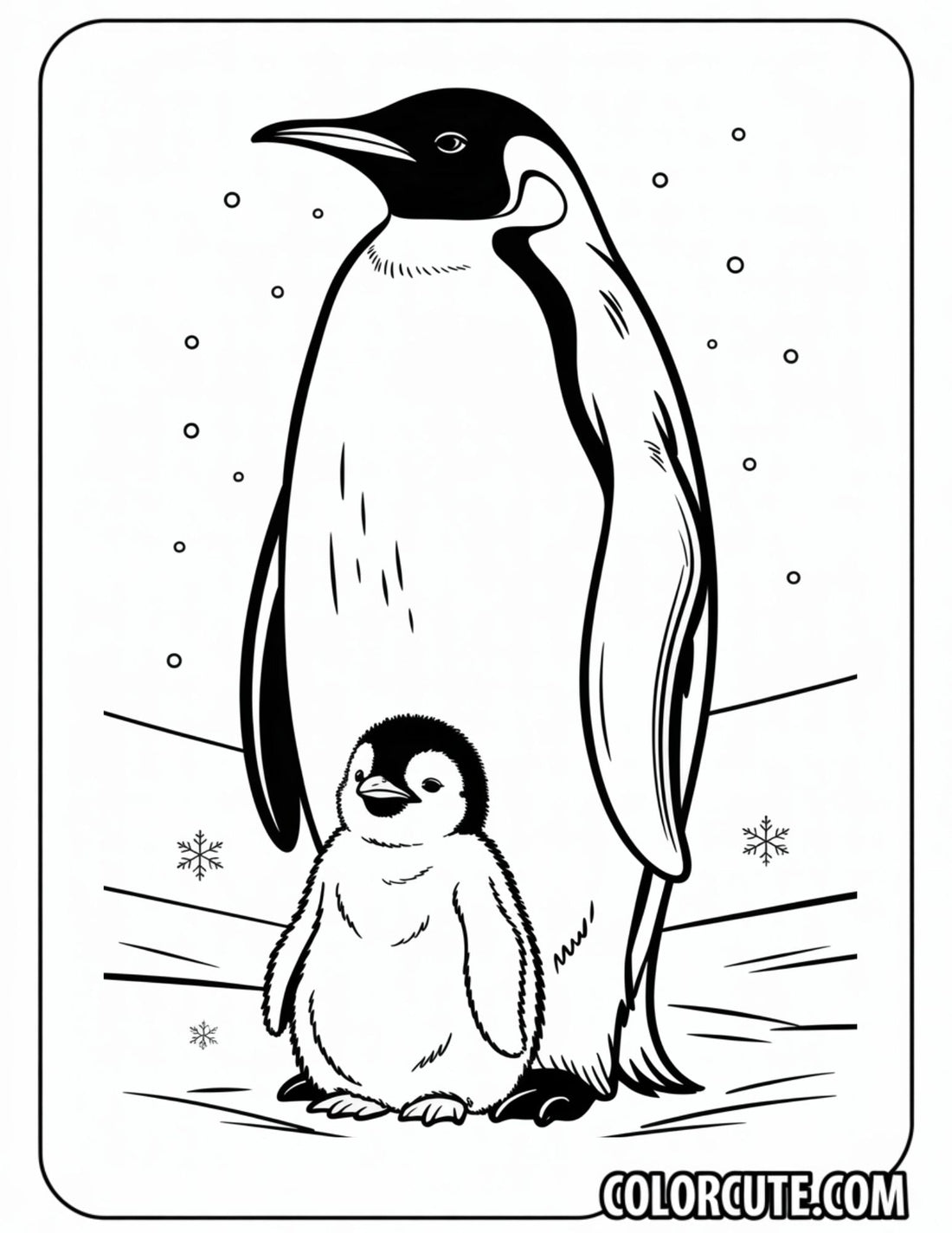 Emperor Penguin Coloring Page | Free PDF Printables – Color Cute - Free ...