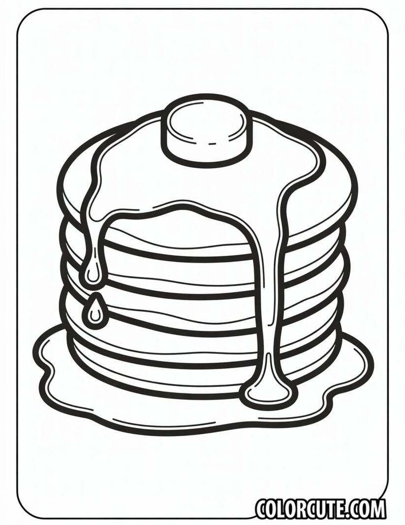 Pancake Coloring Page | Free PDF Printables – Color Cute - Free ...