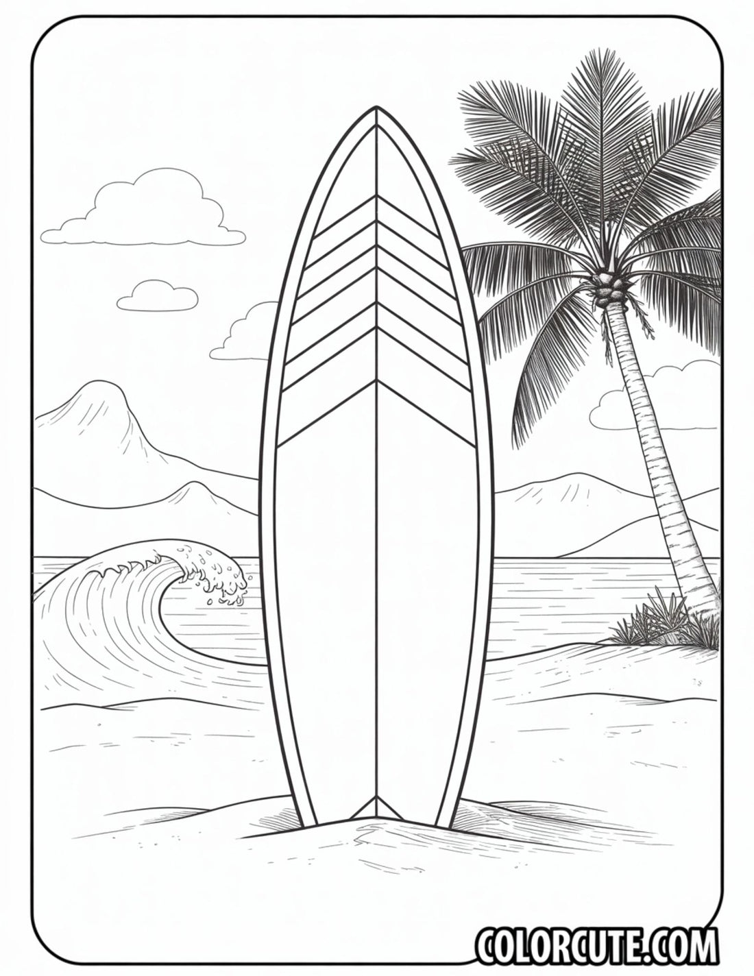 Surfboard Summer Coloring Pages | Free PDF Printables – Color Cute ...
