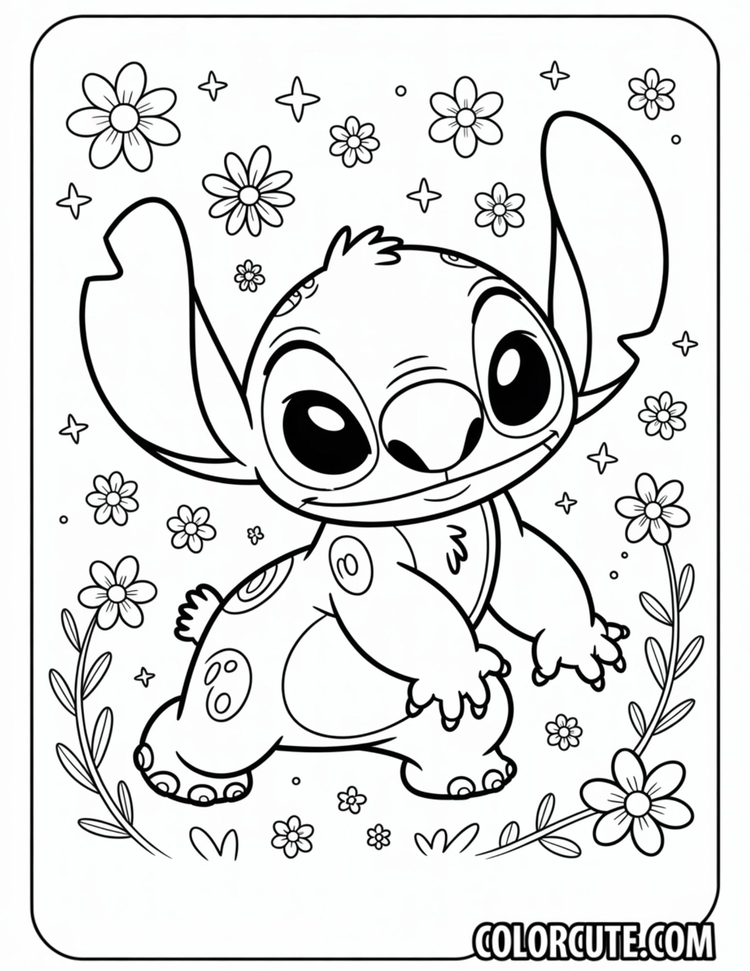 Detailed Stitch Coloring Page | Free PDF Printables – Color Cute - Free ...