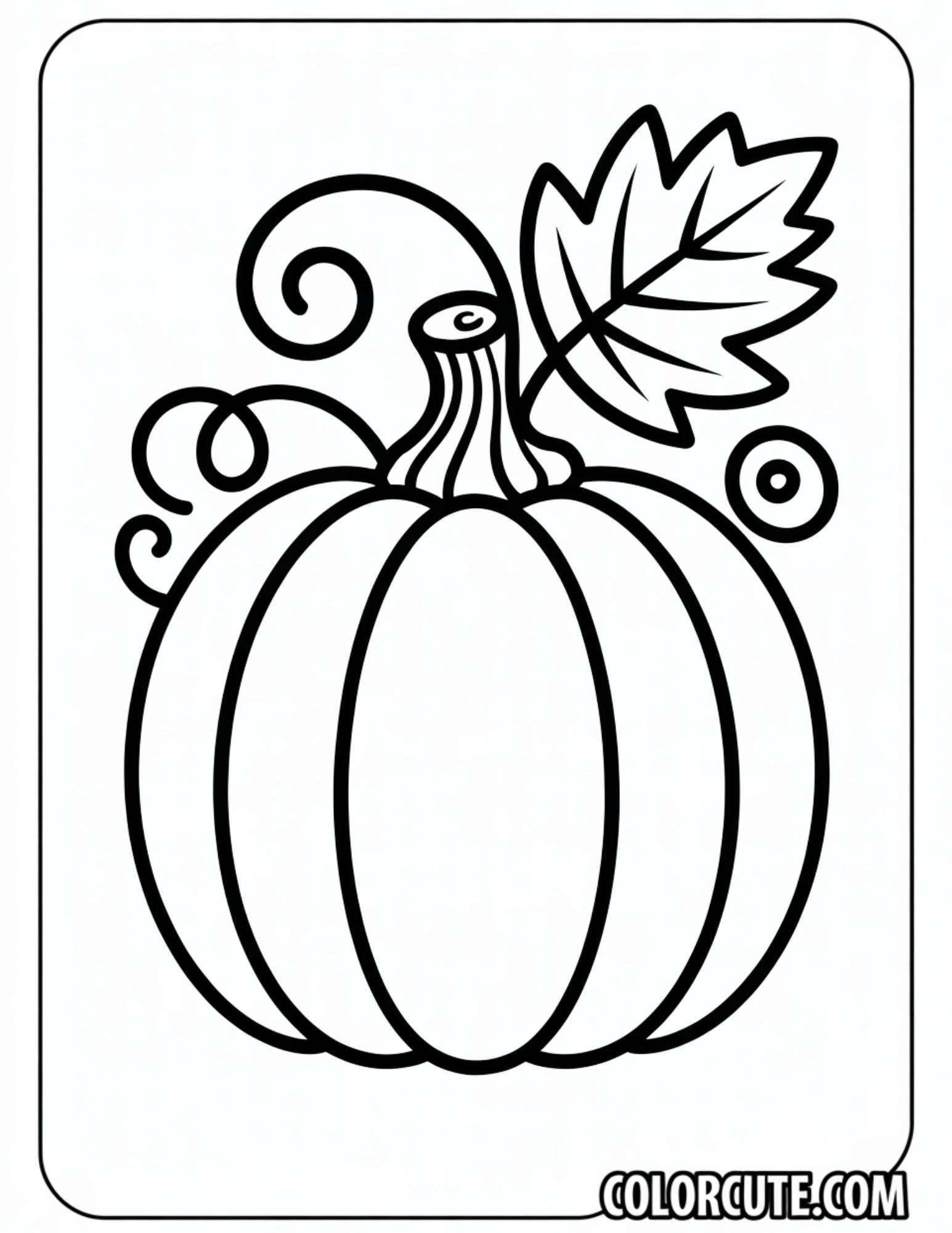 Fall Pumpkin Coloring Page | Free PDF Printables – Color Cute - Free ...