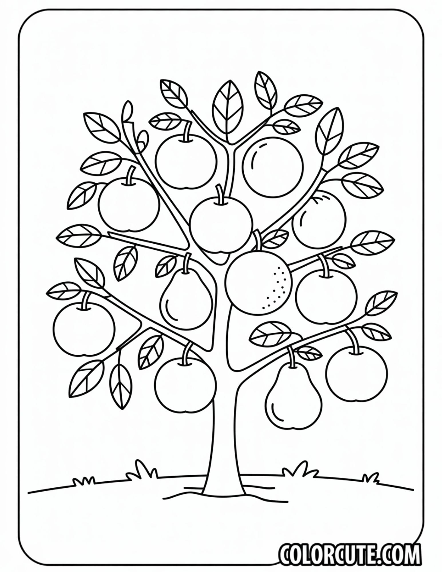 Fruit Tree Coloring Pages - Free PDF Printables – Color Cute - Free ...
