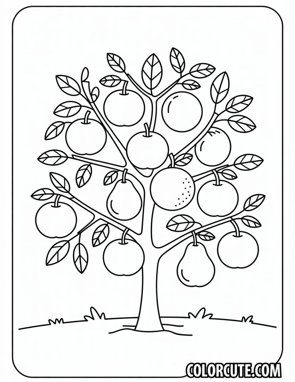 Fruit Tree Coloring Pages - Free PDF Printables – Color Cute - Free ...