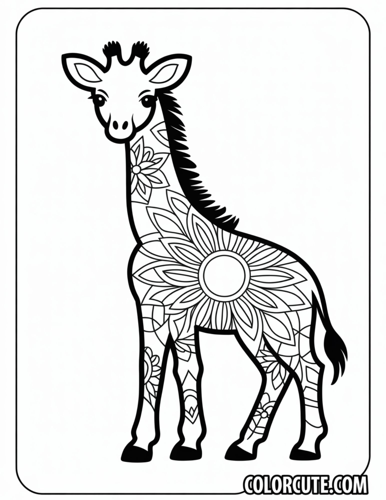 Giraffe Mandala Coloring Pages | Free PDF Printables – Color Cute ...
