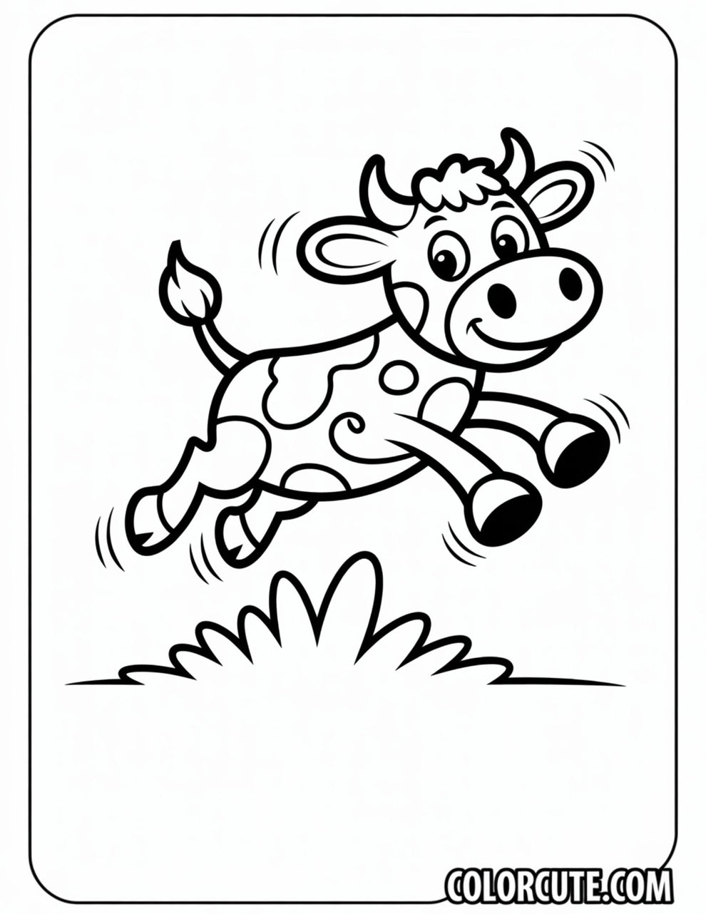 Jumping Cow Coloring Pages | Free PDF Printables – Color Cute - Free ...