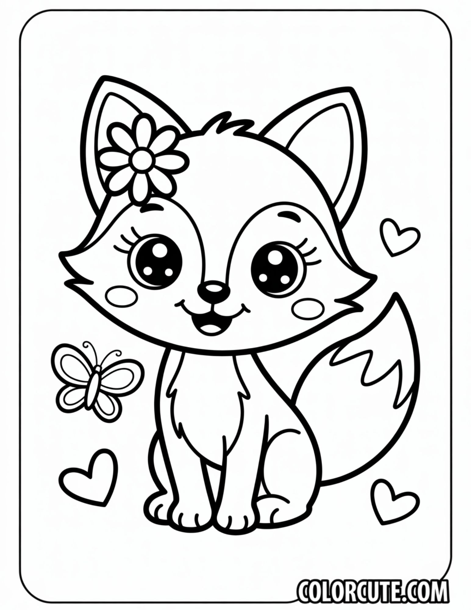 Sweet Fox Coloring Pages | Free PDF Printables – Color Cute - Free ...
