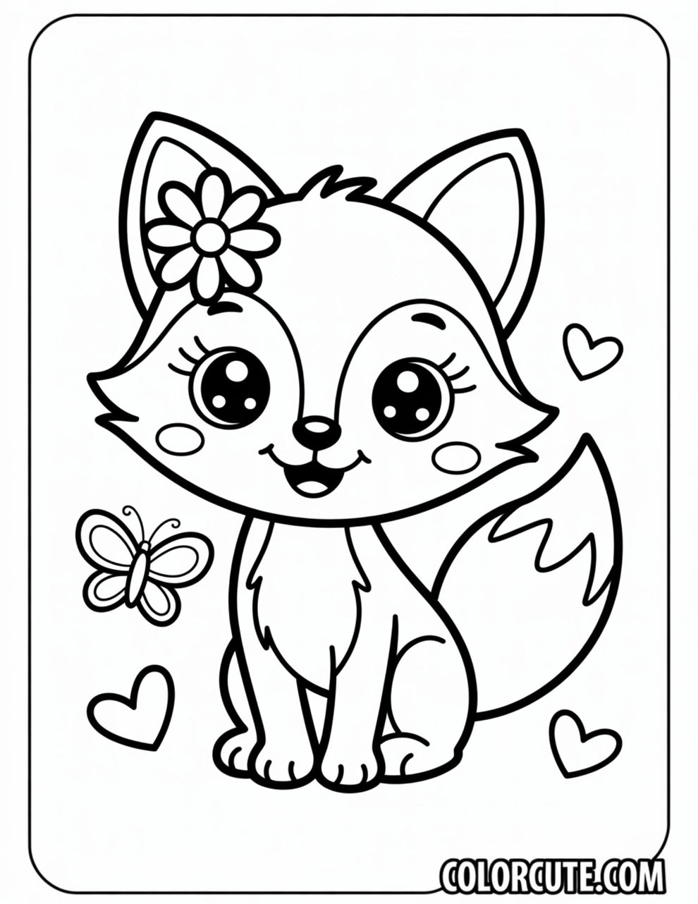 Sweet Fox Coloring Pages | Free PDF Printables – Color Cute - Free ...
