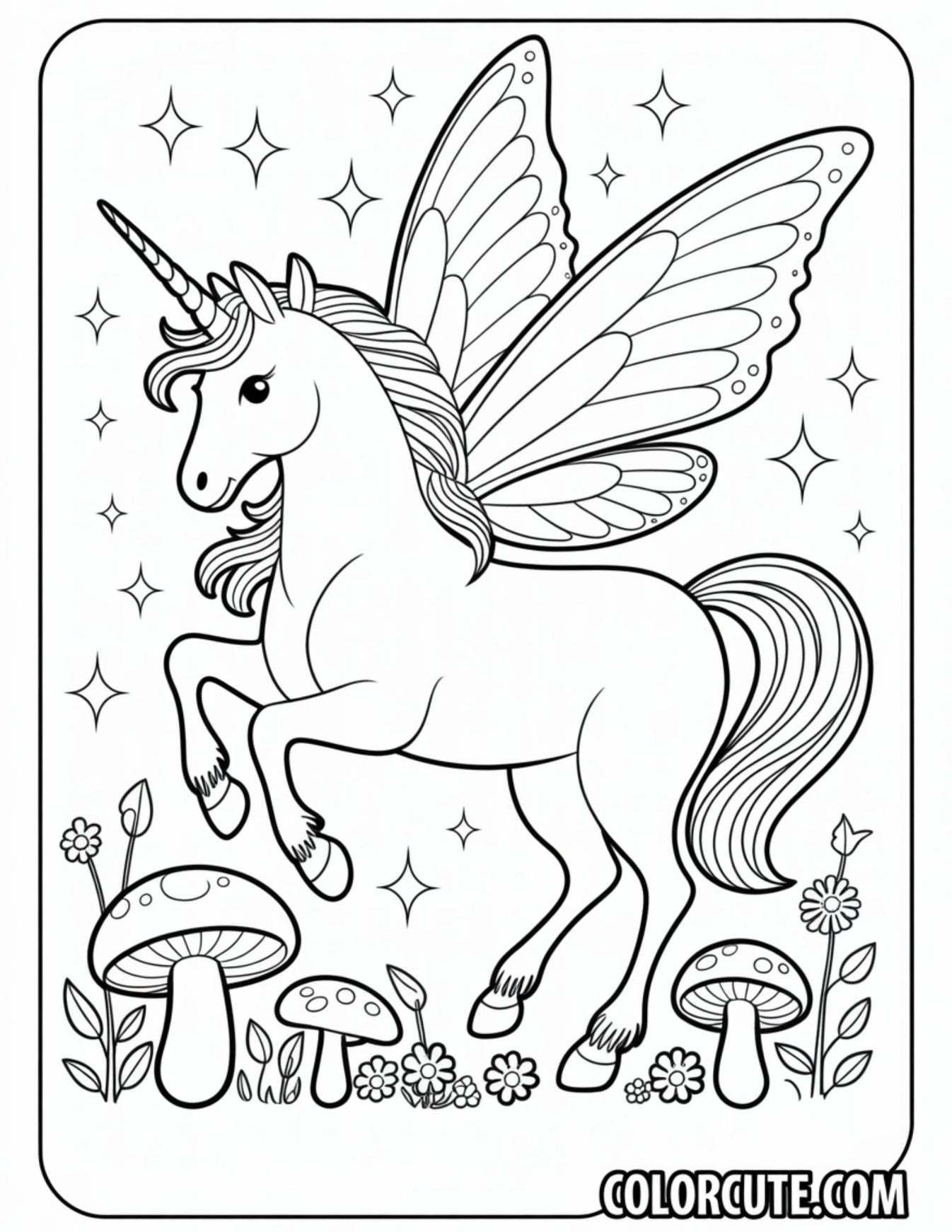 Fairy Unicorn Coloring Pages | Free PDF Printables – Color Cute - Free ...