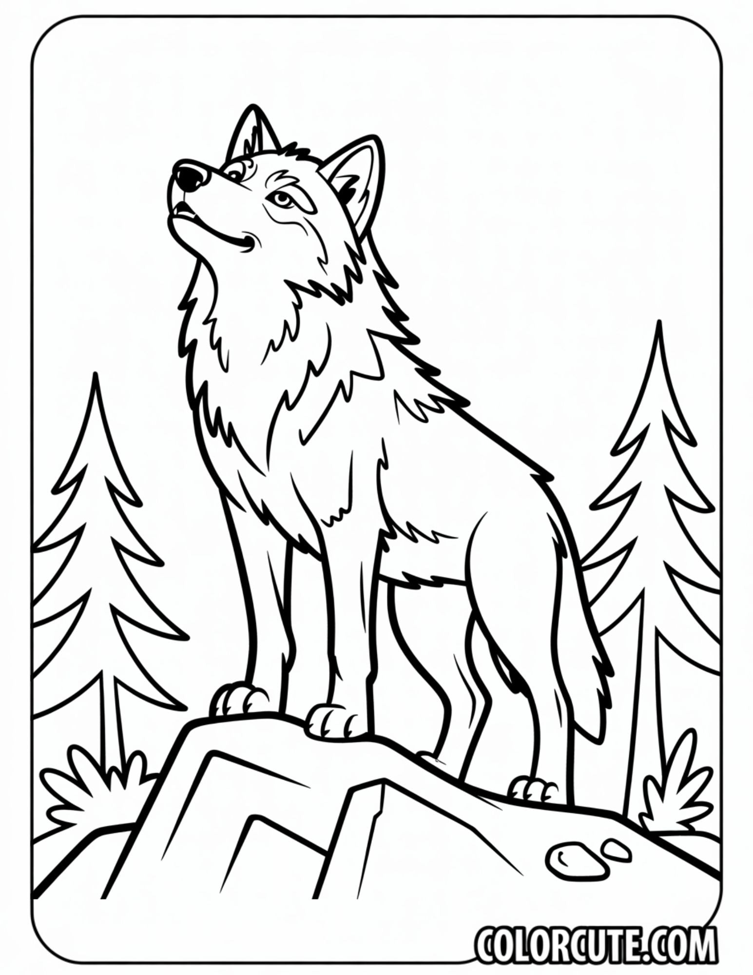 Grey Wolf Coloring Page | Free PDF Printables – Color Cute - Free ...