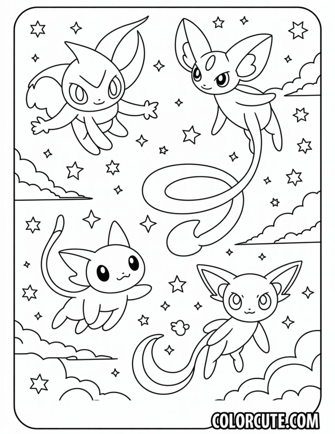 Mythical Pokémon Coloring Pages | Free PDF Printables – Color Cute ...