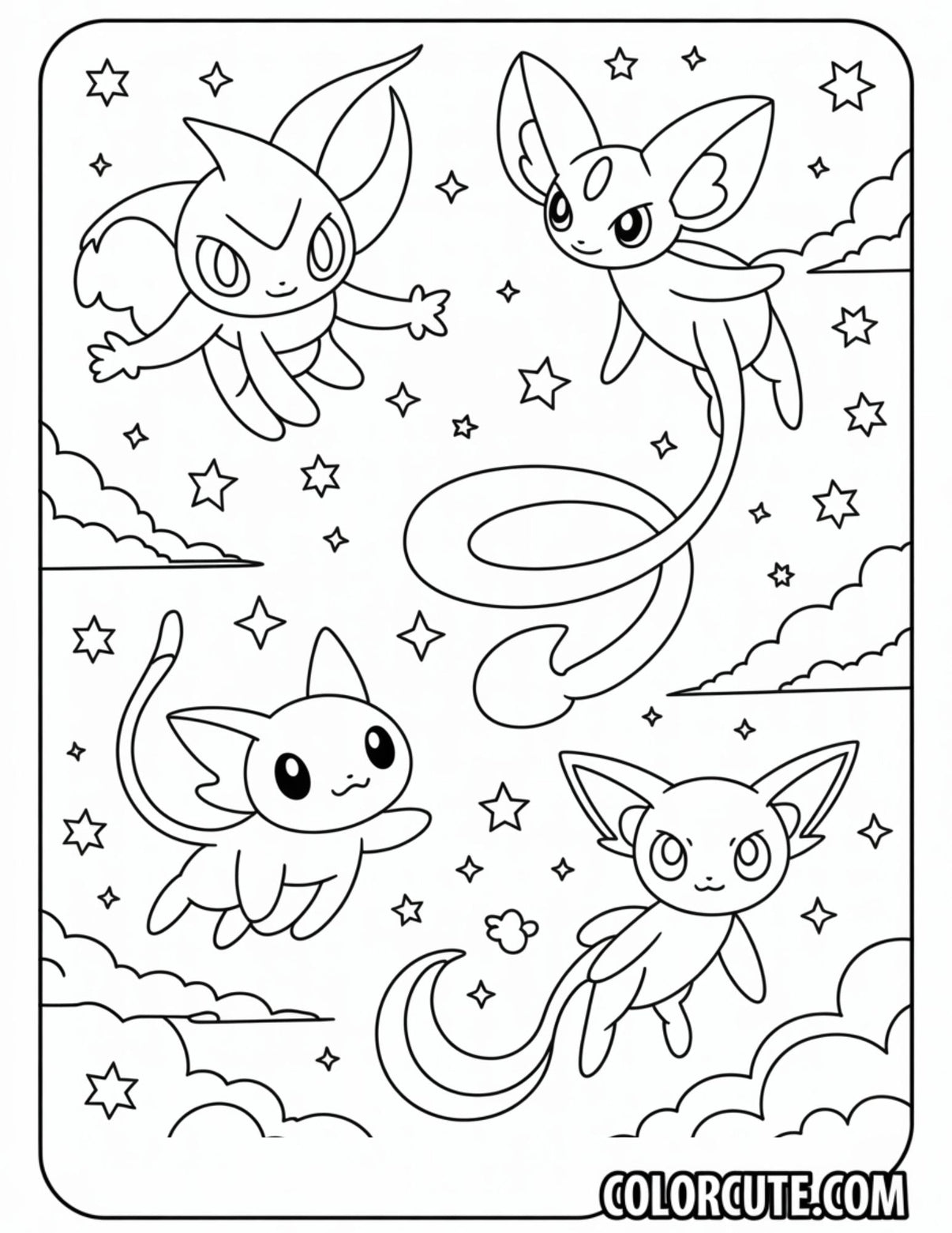Mythical Pokémon Coloring Pages | Free PDF Printables – Color Cute ...