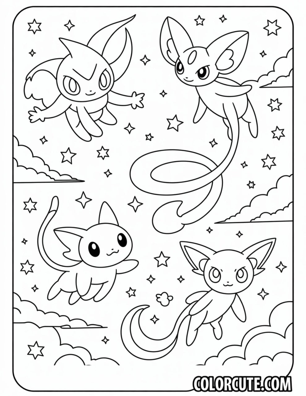 Mythical Pokémon Coloring Pages | Free PDF Printables – Color Cute ...