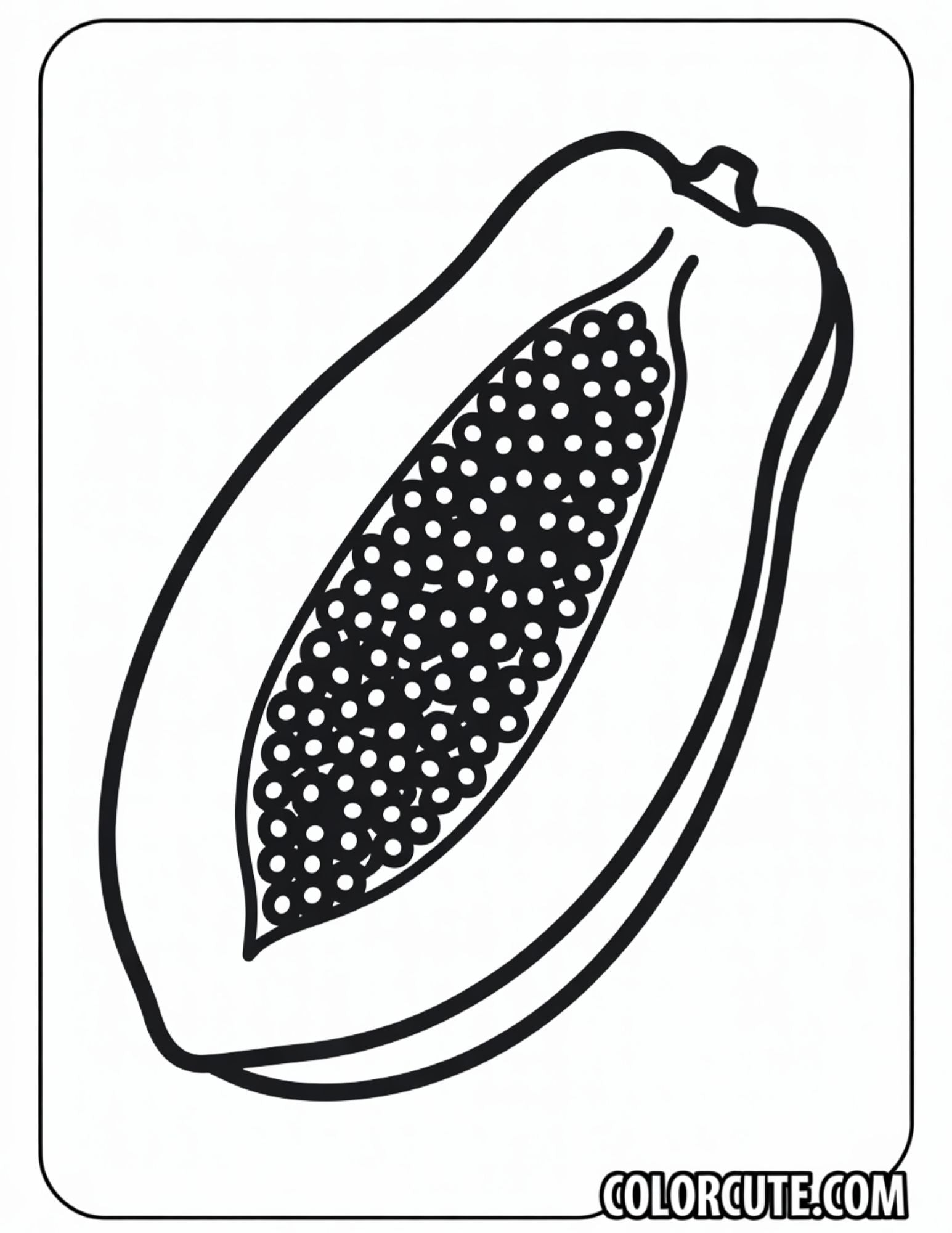 Papaya Coloring Page | Free PDF Printables – Color Cute - Free Coloring ...