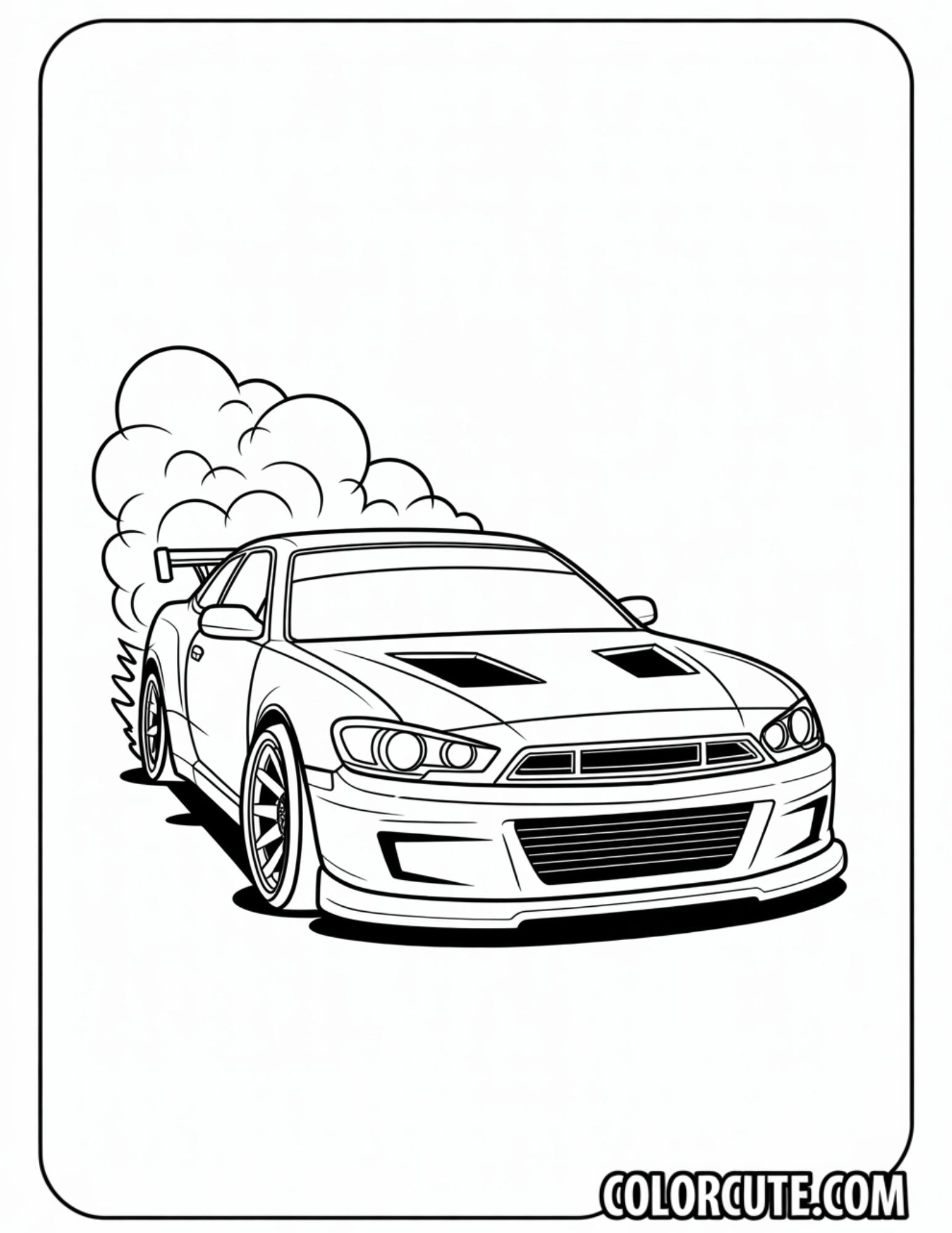 Drift Car Coloring Page | Free PDF Printables – Color Cute - Free ...