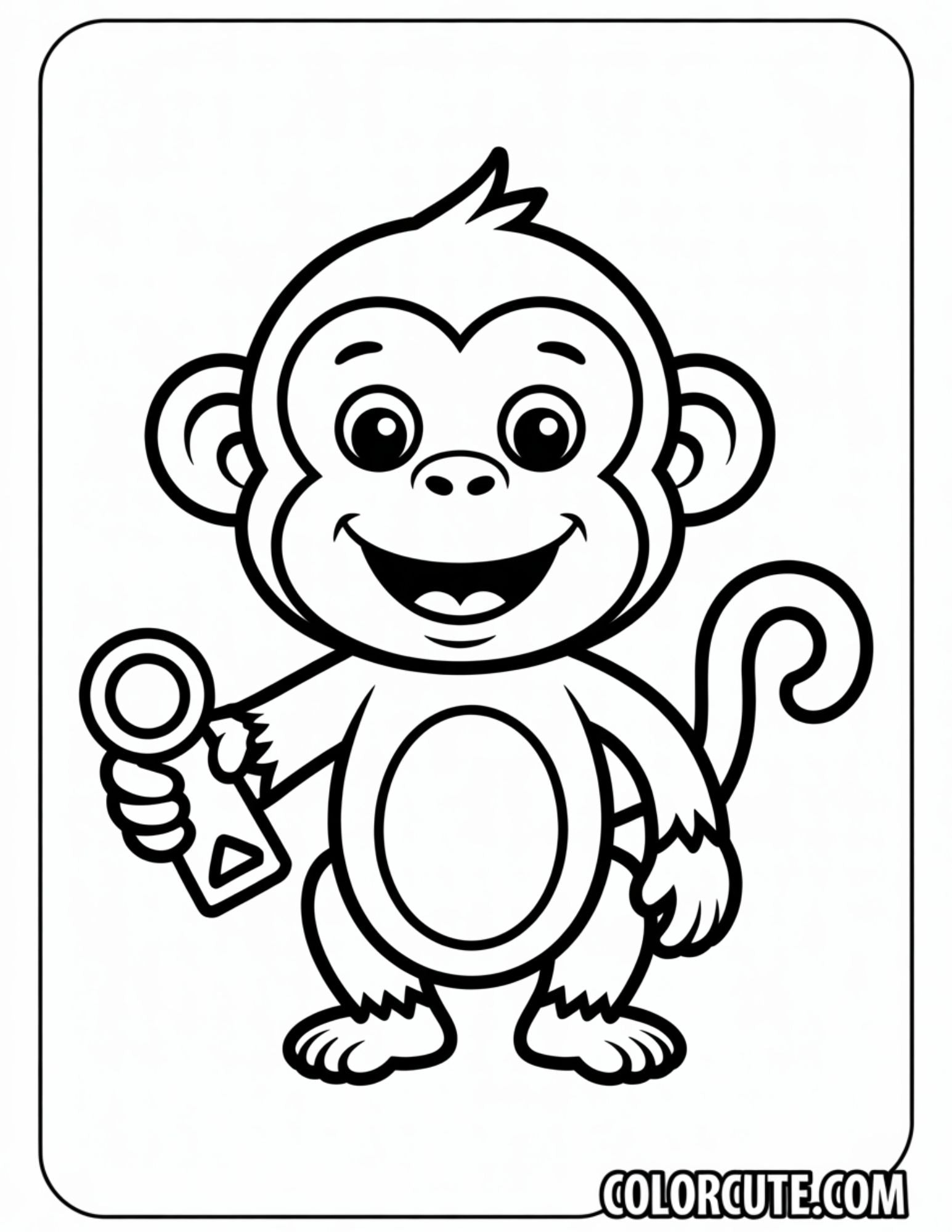 Kids Monkey Coloring Page Free PDF Printables – Color Cute - Free ...