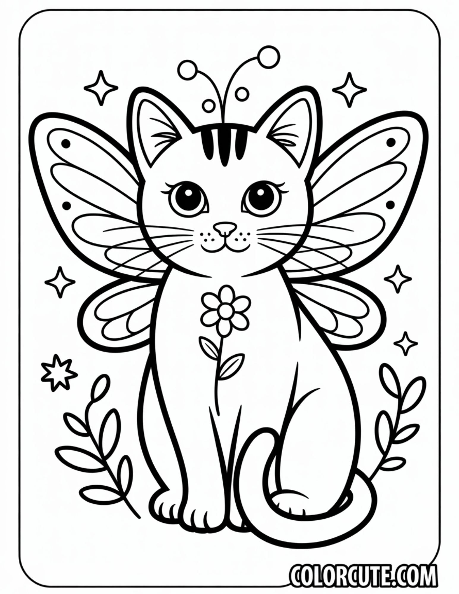 Cat Cartoon Coloring Pages | Free PDF Printables – Color Cute - Free ...