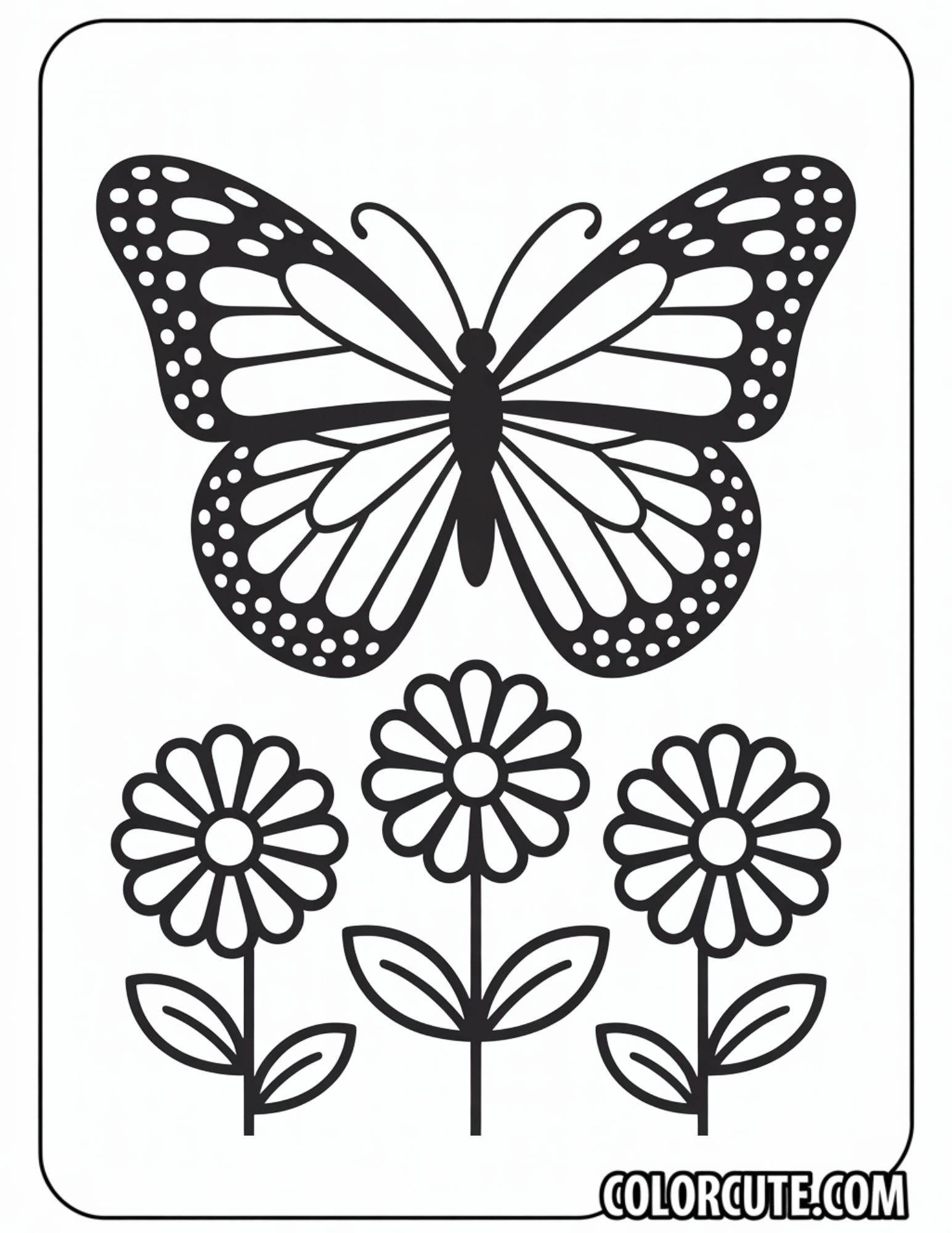 Spring Butterfly Coloring Pages Free PDF Printables – Color Cute - Free ...