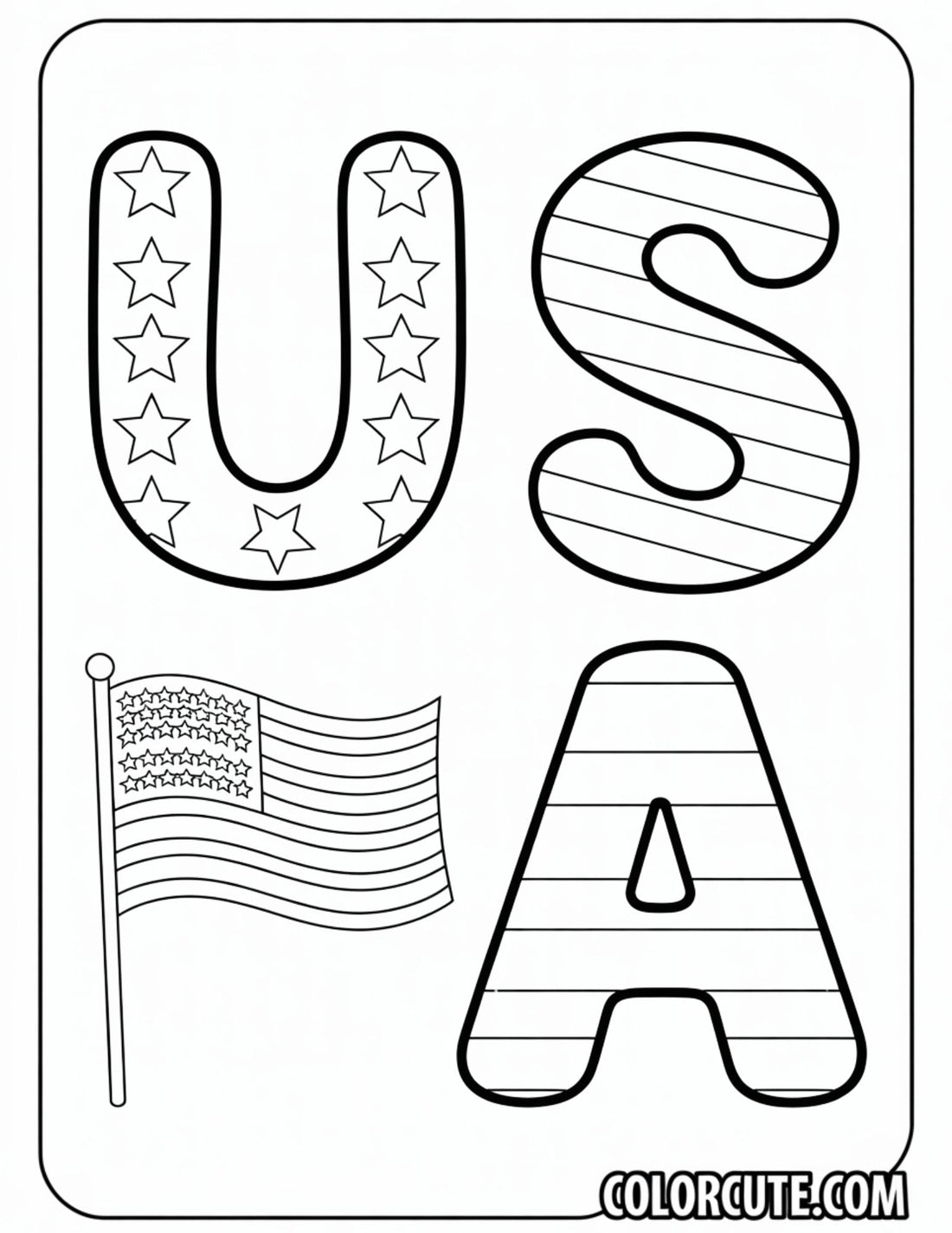 USA Letters Coloring Pages | Free PDF Printables – Color Cute - Free ...