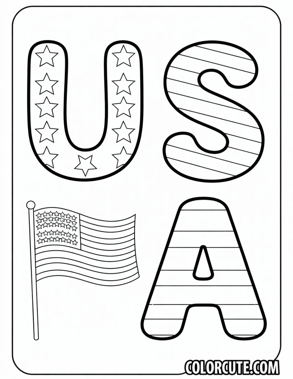 USA Letters Coloring Pages | Free PDF Printables – Color Cute - Free ...
