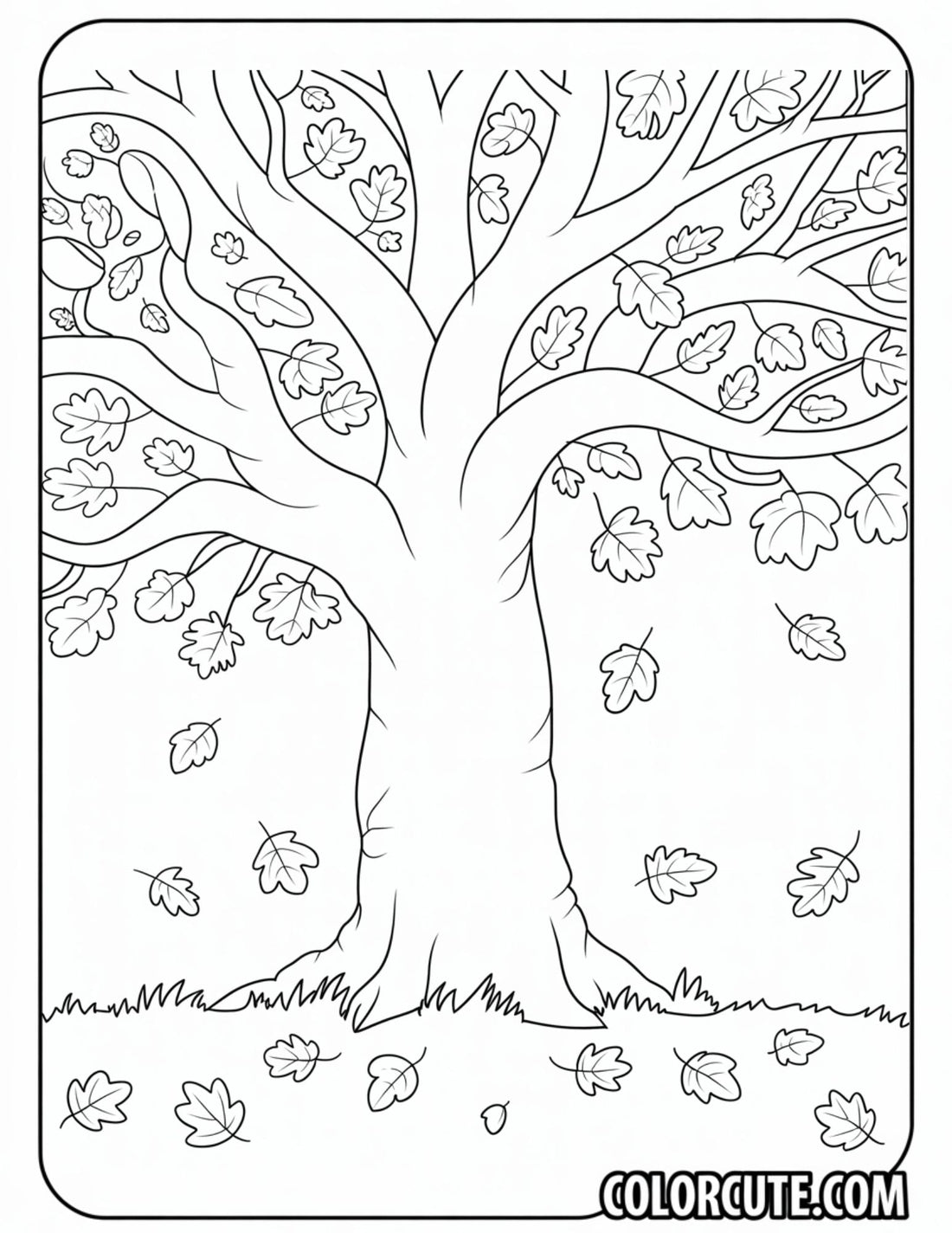 Fall Tree Coloring Pages - Free PDF Printables – Color Cute - Free ...