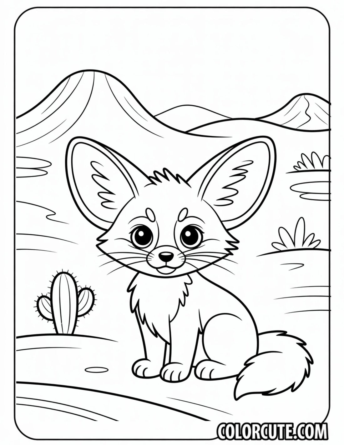 Fox Sitting Coloring Pages | Free PDF Printables – Color Cute - Free ...