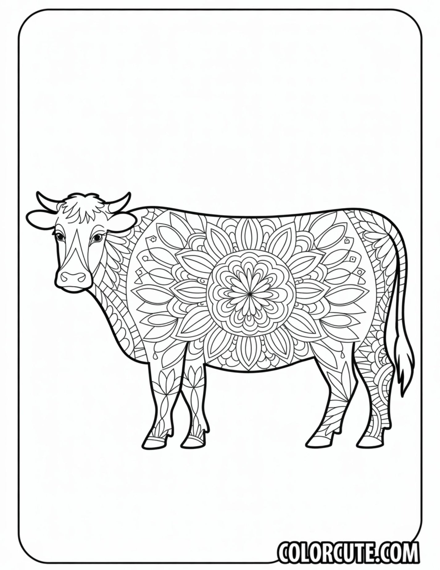 Mandala Cow Coloring Pages | Free PDF Printables – Color Cute - Free ...