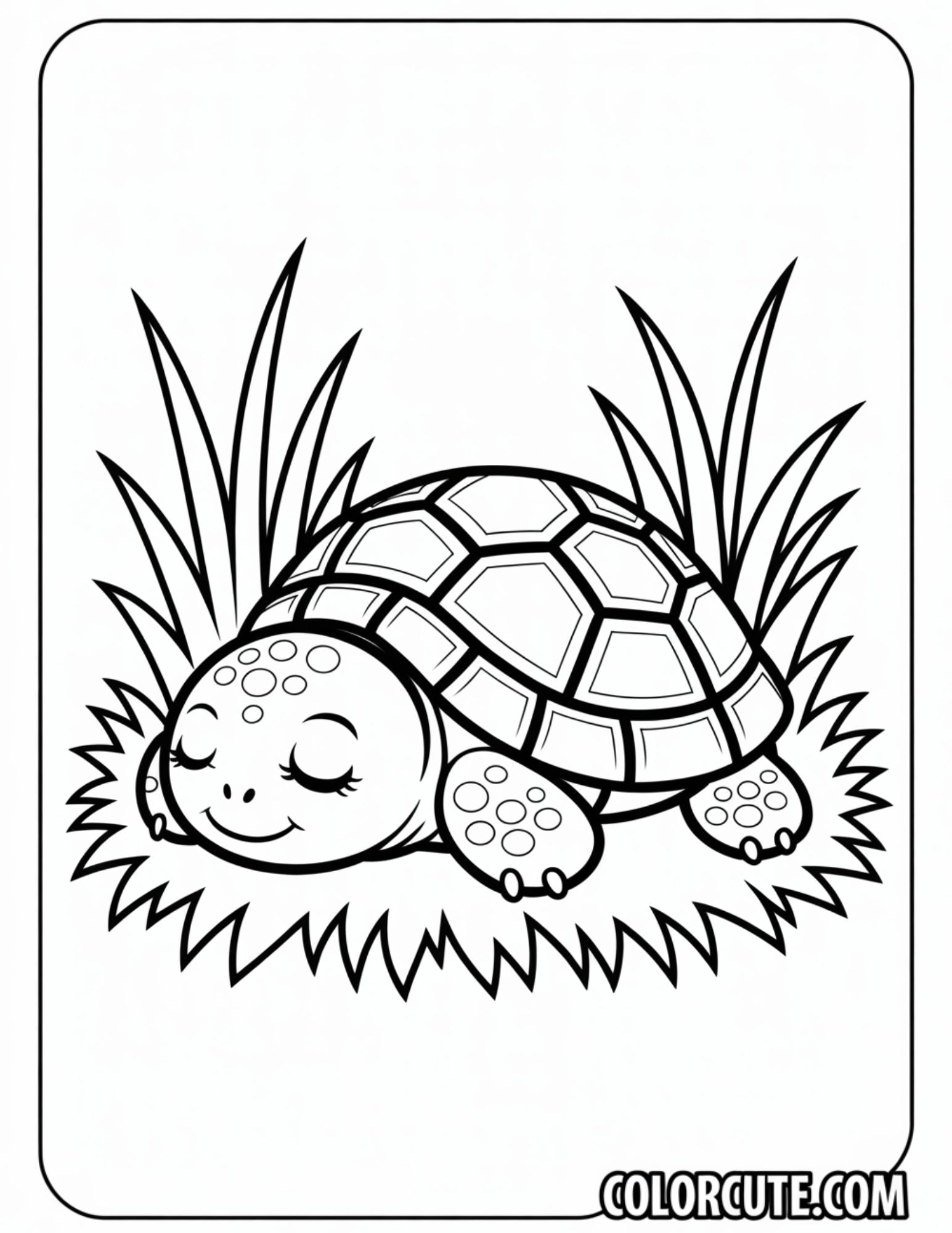 Sleeping Turtle Coloring Pages | Free PDF Printables – Color Cute ...